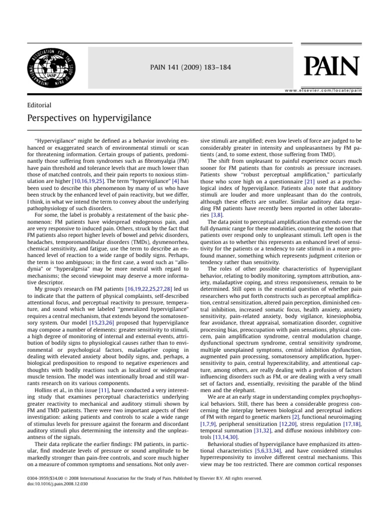 Perspectives On Hypervigilance | PDF | Fibromyalgia | Pain