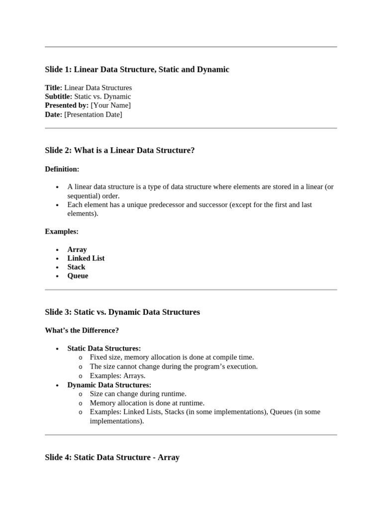Group 1 Linear Data Structure, Static and Dynamic | PDF | Information ...