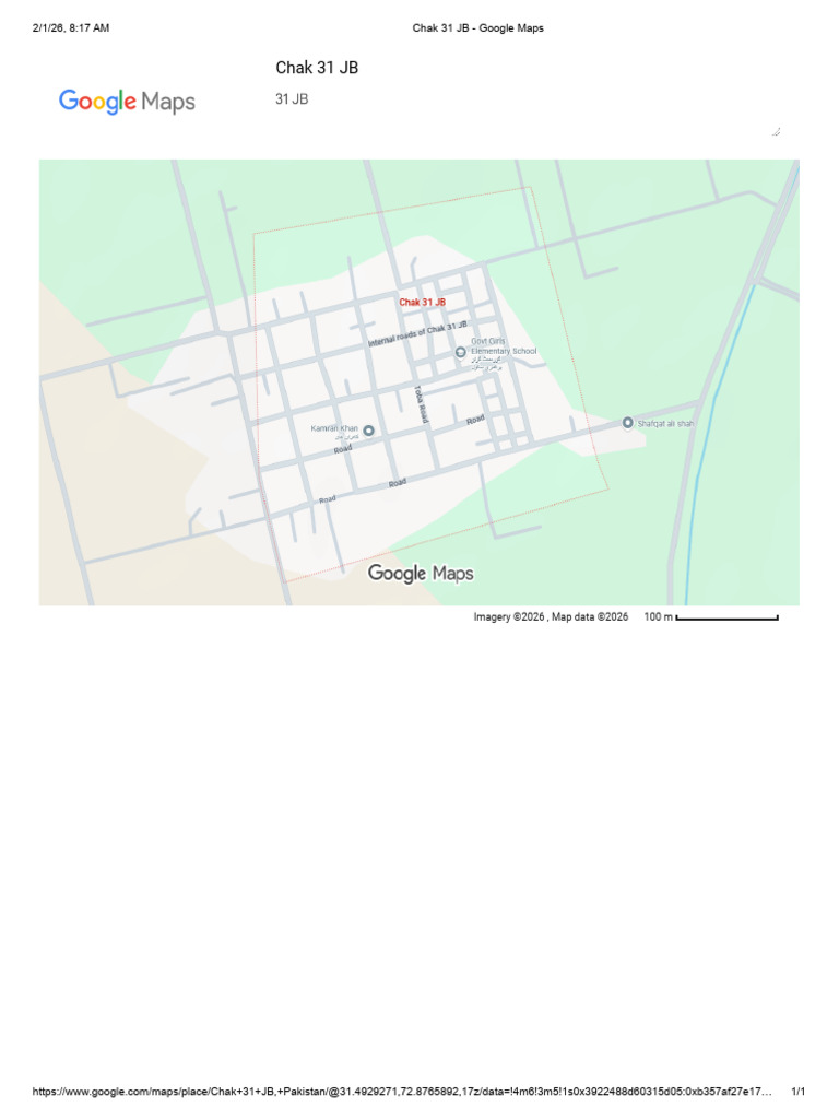 Chak 31 JB - Google Maps | PDF