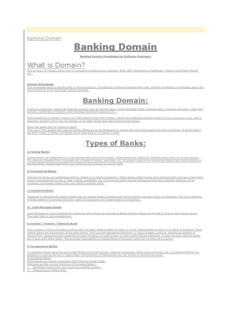 Banking Domain | PDF | Cheque | Loans