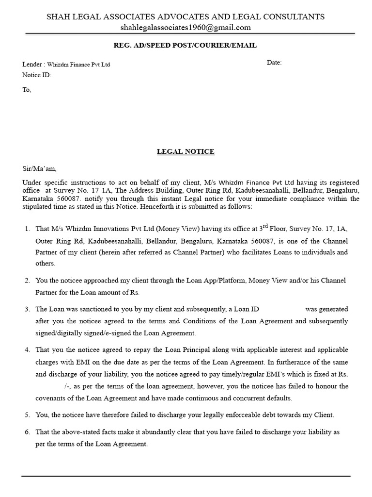 Notice | PDF | Loans | Interest