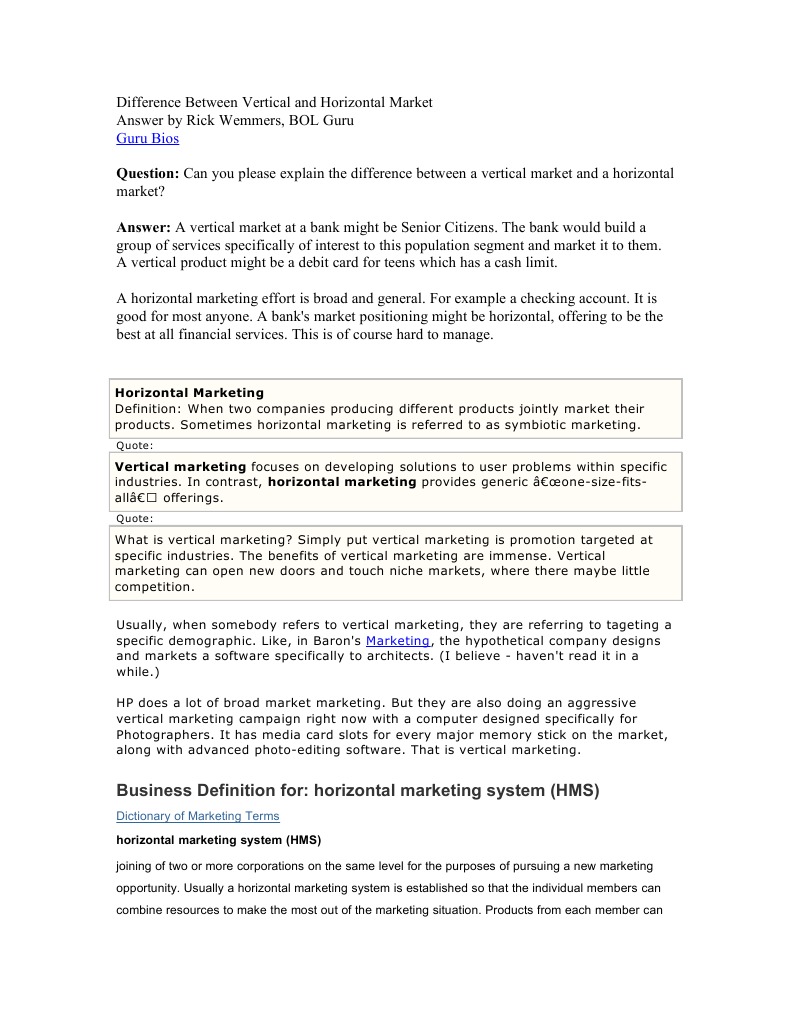 Vertical vs. Horizontal Marketing Explained | PDF | Retail | Marketing