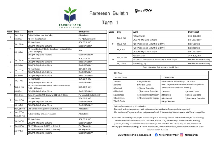 Farrerean Bulletin Term 1 - 2026 - 20260112 - 004725 | PDF