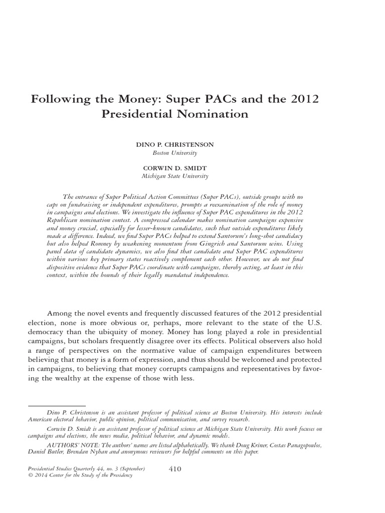 Super Pacs | PDF | Independent Expenditure | Political Action Committee