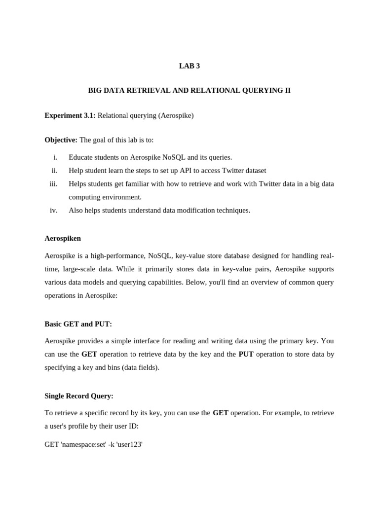 LAB 3 - Big Data Retrieval II | PDF | No Sql | Data