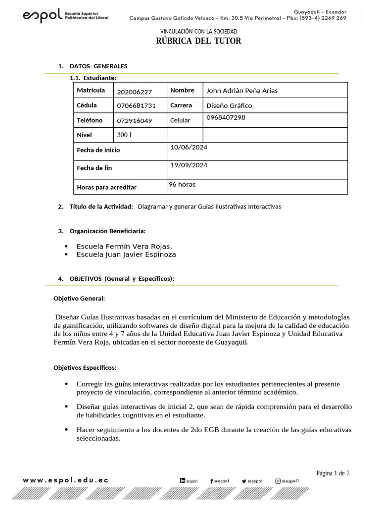 2024_09_27-Informe Tutor Diseño + Jhon Peña Arias | PDF | Cognición ...