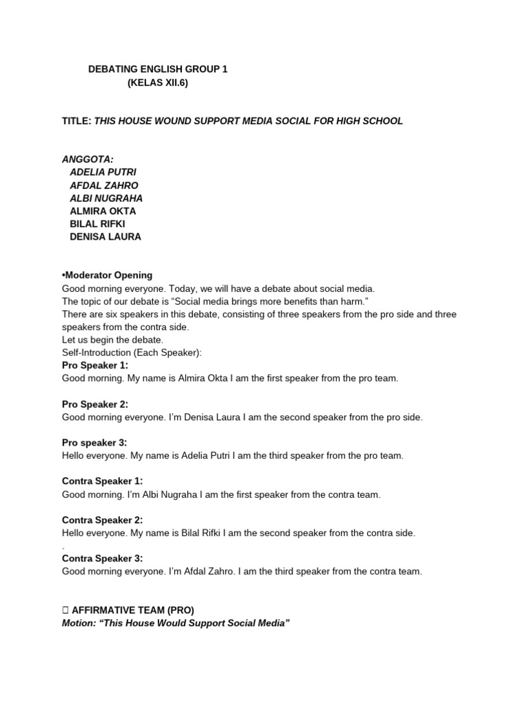 Debating English Group 1 | PDF | Social Psychology | Psychology