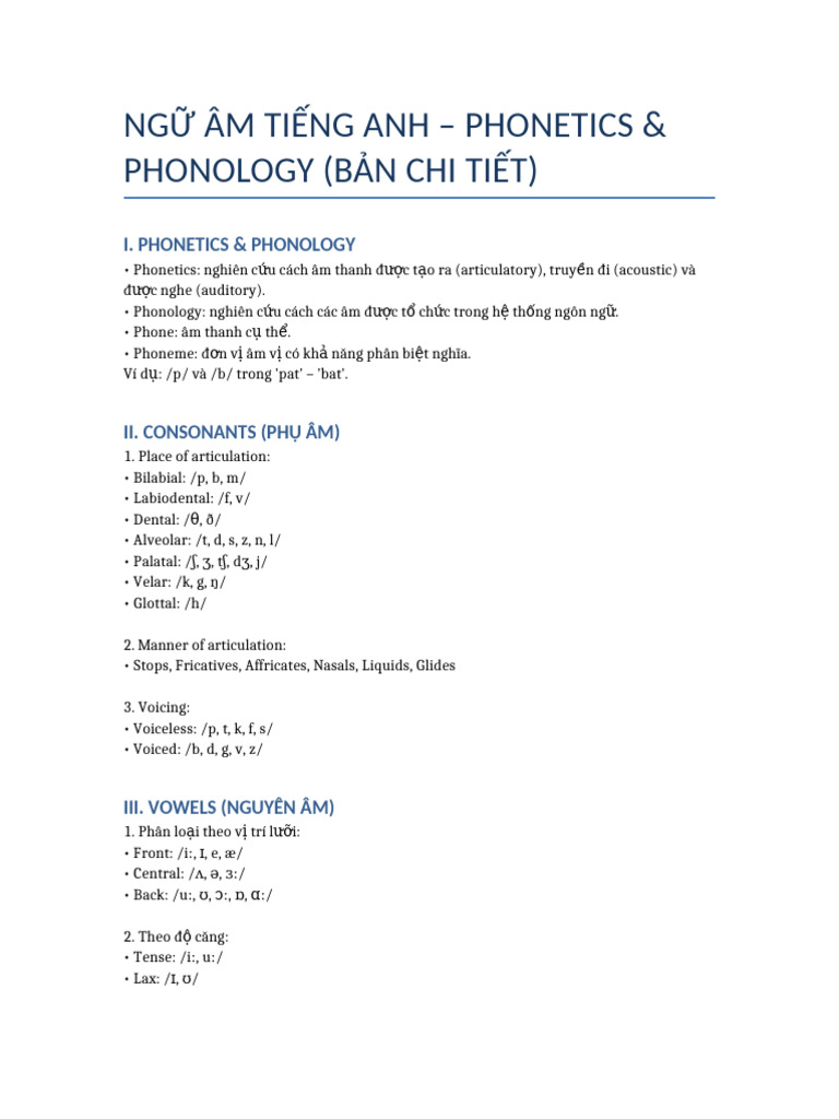 Ngu Am Tieng Anh Chi Tiet Day Du | PDF