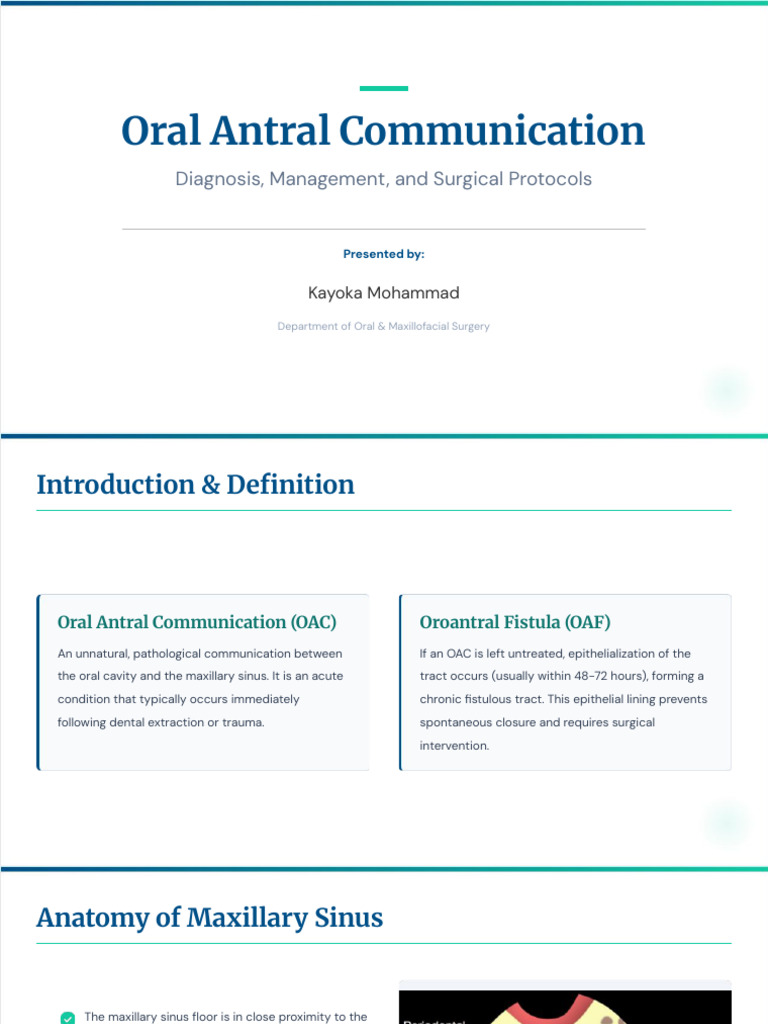 Oral Antral Communication | PDF | Medical Specialties | Clinical Medicine