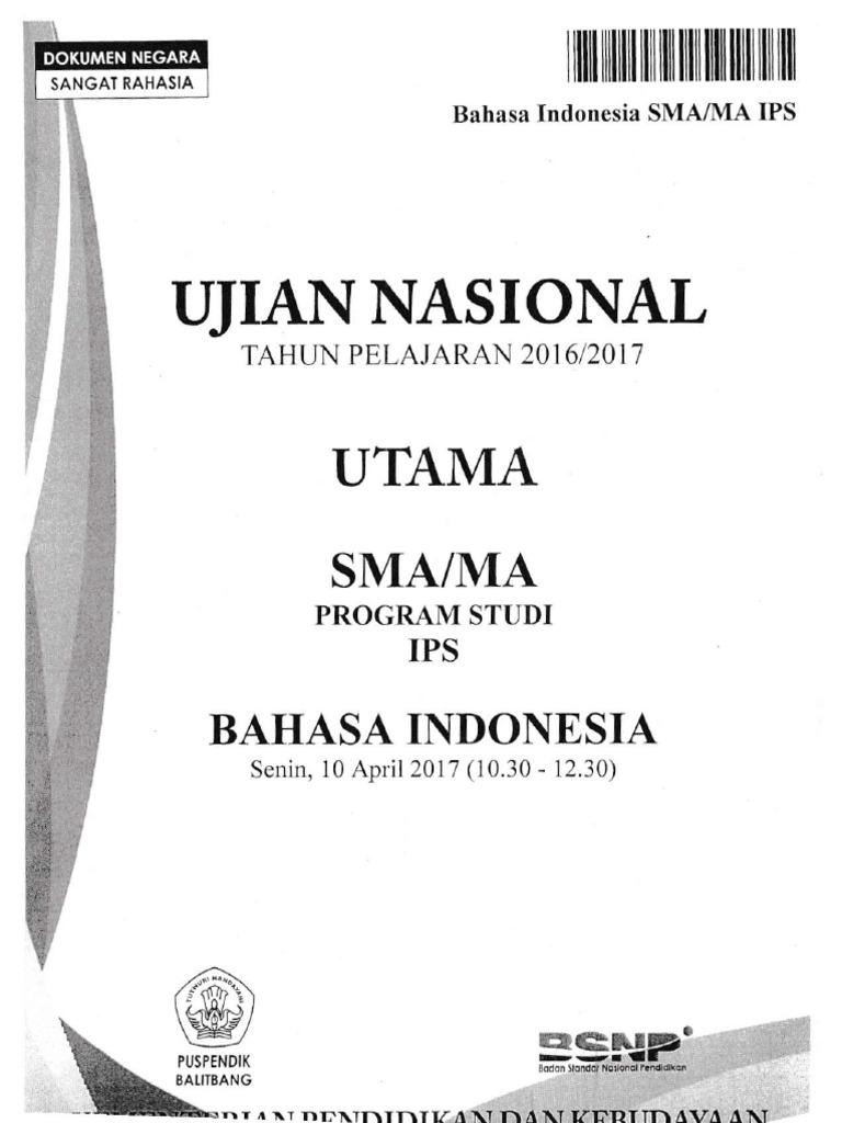 UN Bahasa Indonesia 2017 Bimbingan Alumni UI | PDF