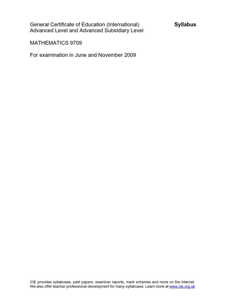 GCE A-Level Mathematics Syllabus | PDF | Trigonometric Functions ...