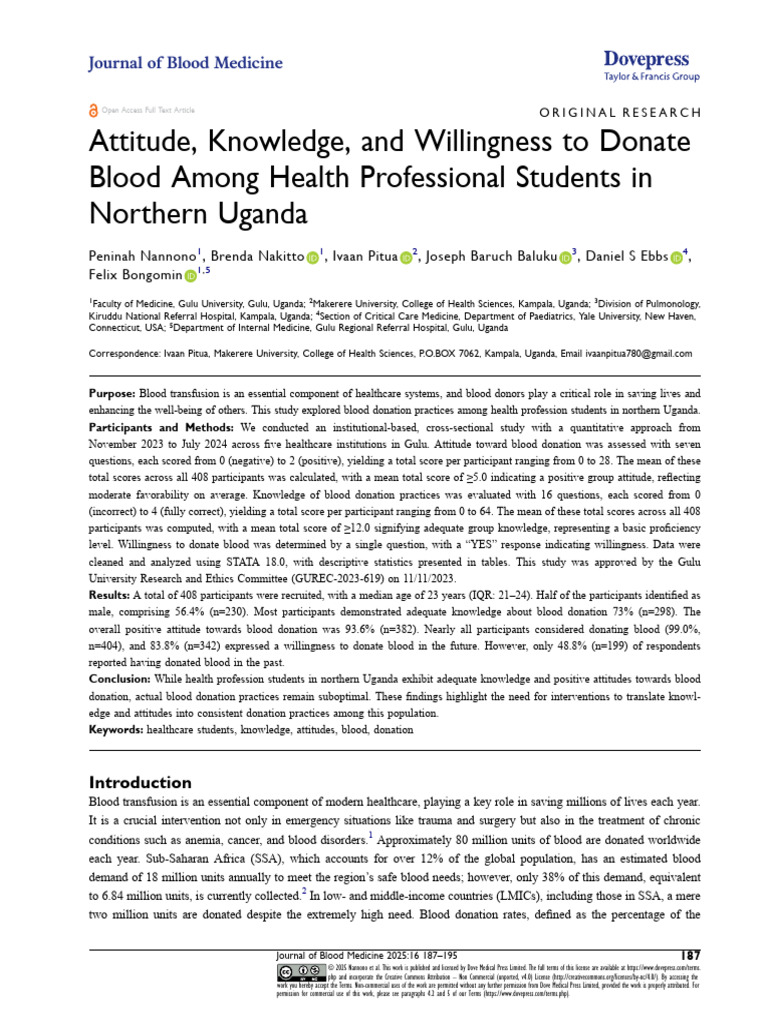 JBM 16 187 | PDF | Public Health | Blood Transfusion