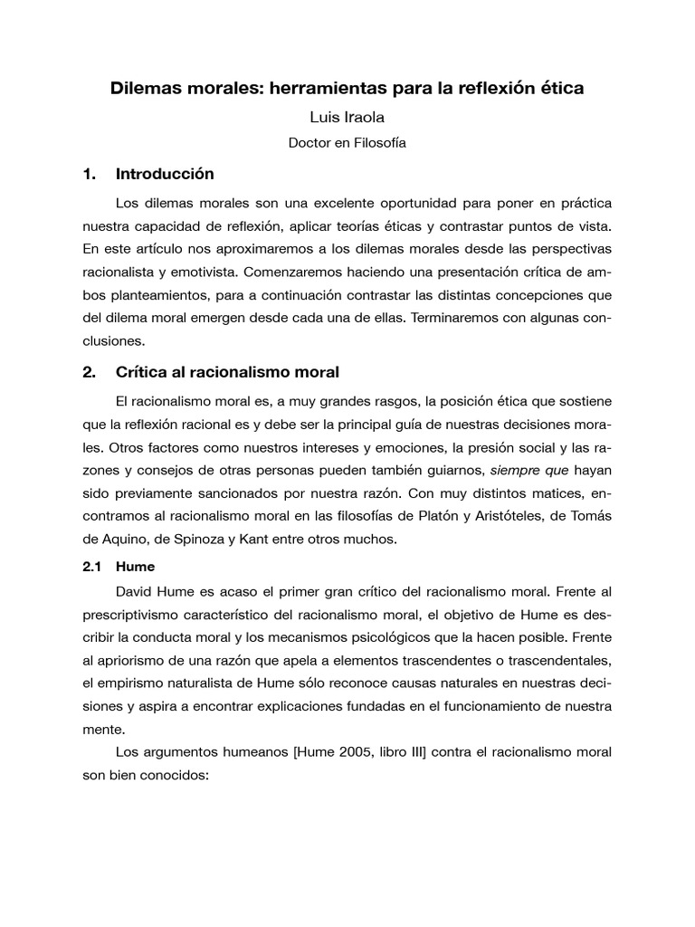 Emociones y Razonamiento moral versión Final | PDF | David Hume | Las ...