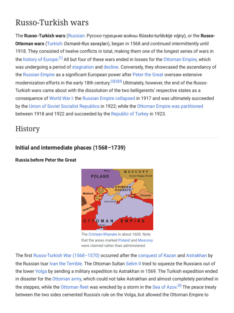 Russo-Turkish Wars - Wikipedia | PDF | Politics Of The Ottoman Empire ...