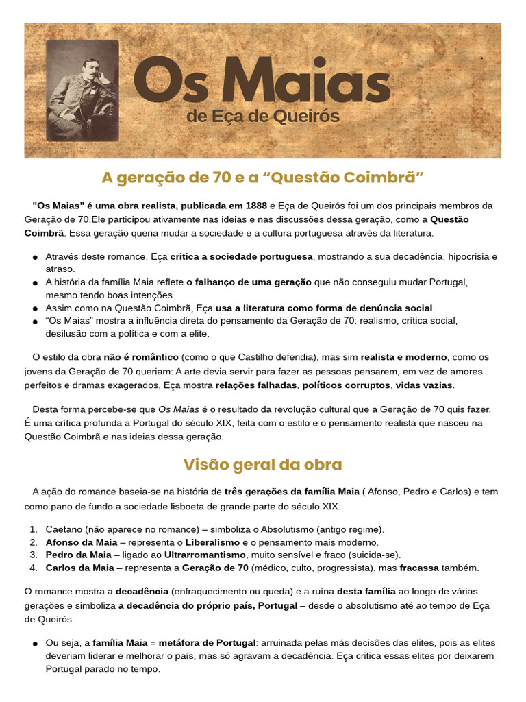 O Autor de Os Maias É Eça de Queirós, Um Dos Principais Nomes Da ...