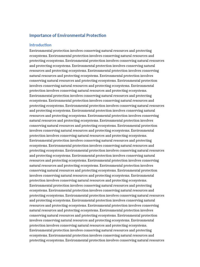 Importance of Environmental Protection LONG | PDF | Environmental ...