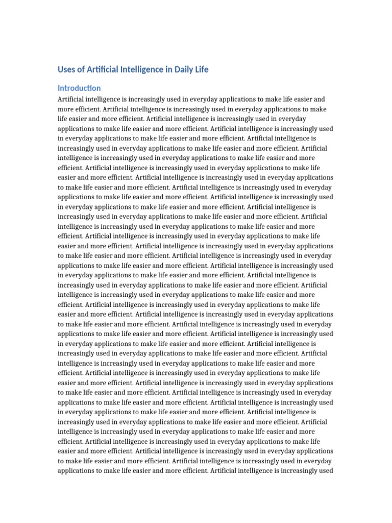 Uses of Artificial Intelligence in Daily Life LONG | PDF | Intelligence