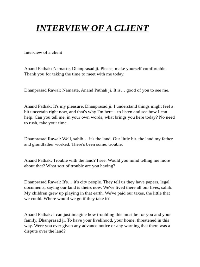 Interview of CLIENT | PDF