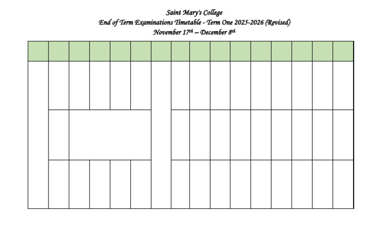 Revised Form 5 End of Term Timetable - Term 1 (2025-2026) | PDF