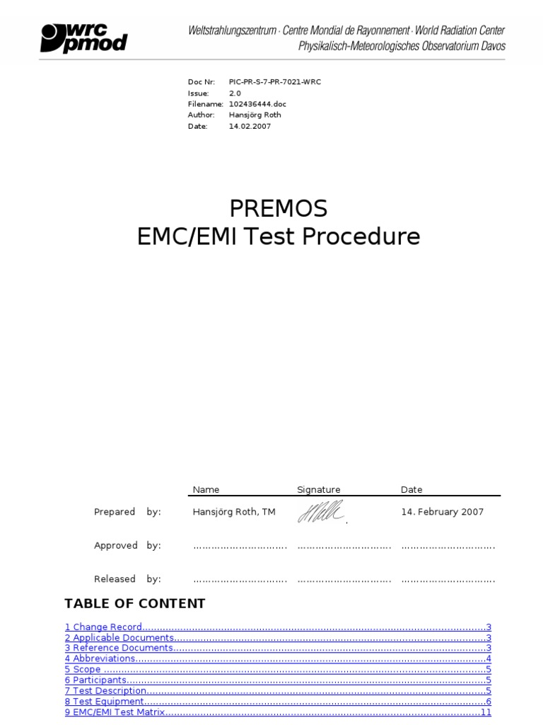 EMC Test Procedure V2 0 | PDF | Electromagnetic Compatibility ...