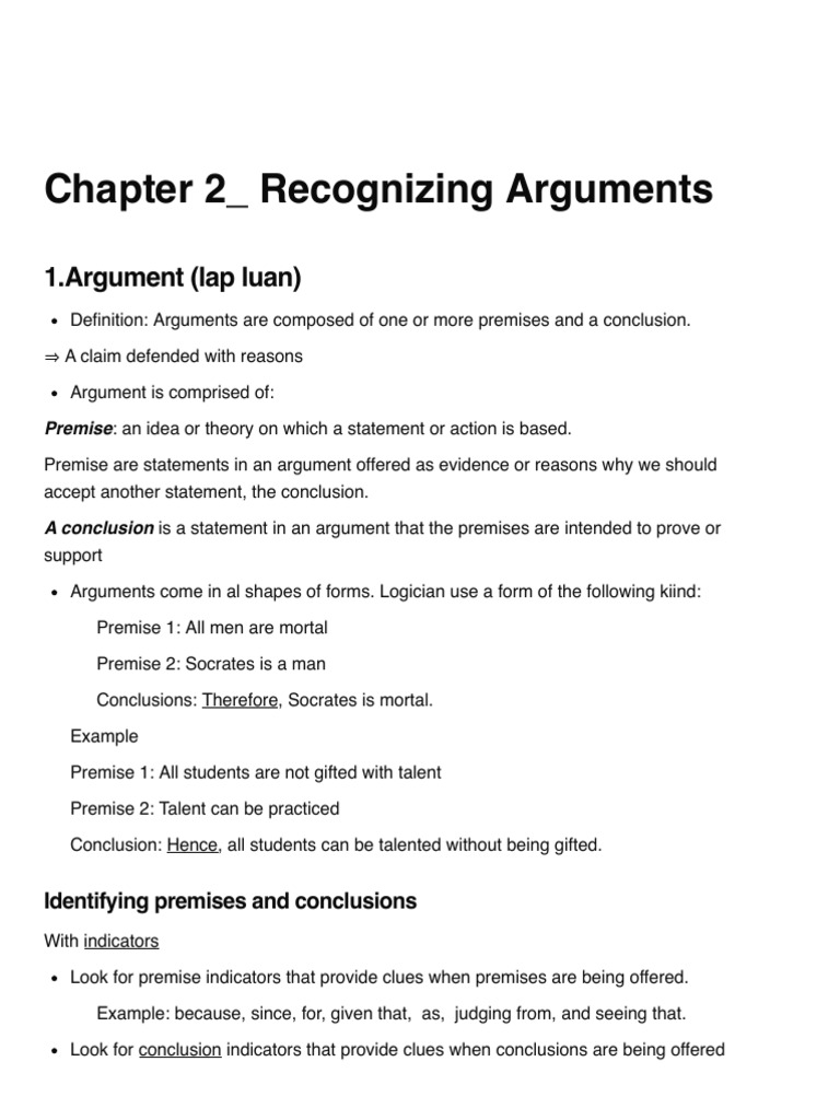 Chapter 2 - Recognizing Arguments | PDF | Proposition | Argument