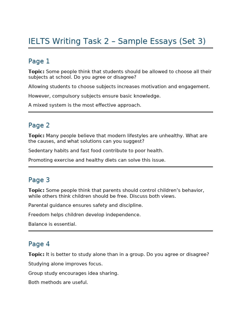 Ielts Writing Task 2 - Sample Essays (Set 3) | PDF
