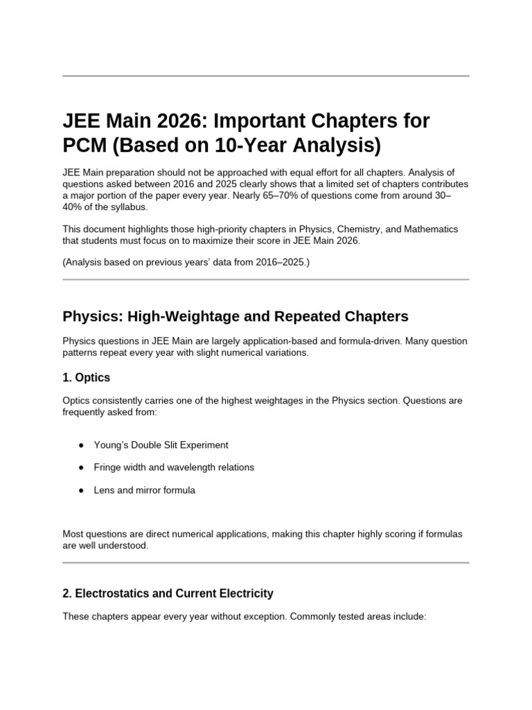 Important 25-30 Chapters | PDF | Chemistry | Physics
