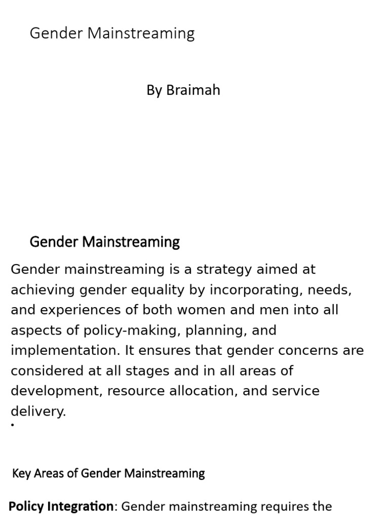 Lecture Two Gender Mainstreaming-1 | PDF | Gender | Gender Studies