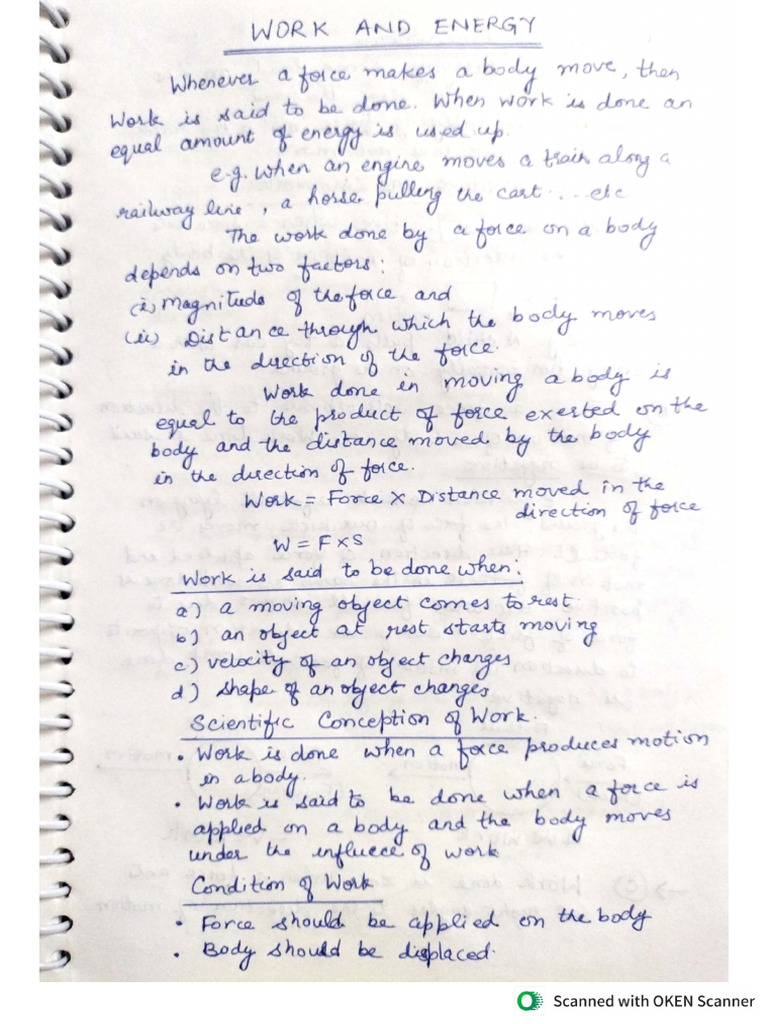 Work and Energy Notes | PDF