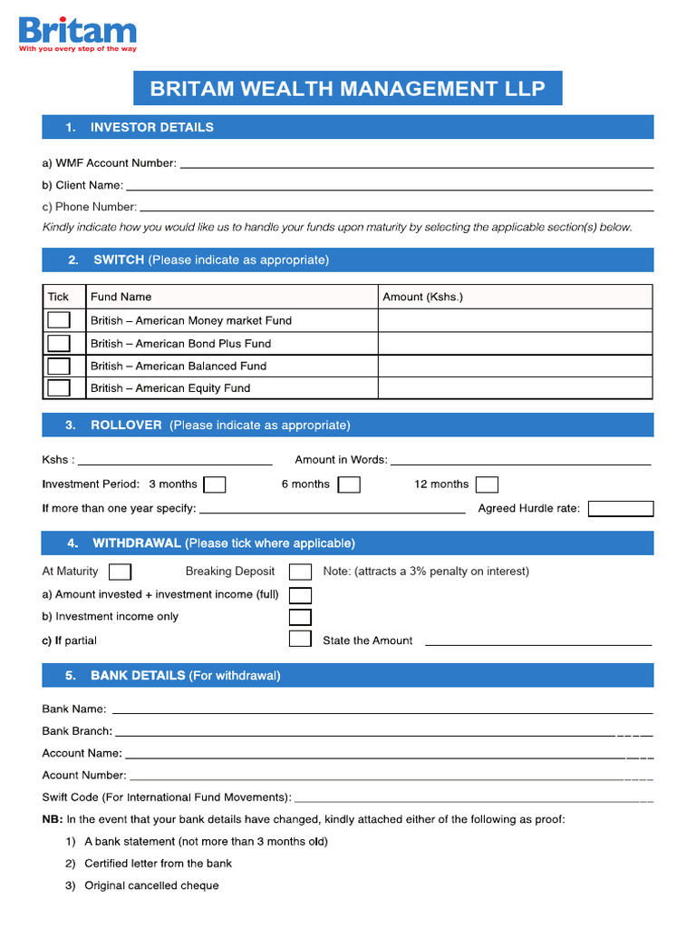 Wealth Management - Withdrawal Switch and Roll Over Form | PDF