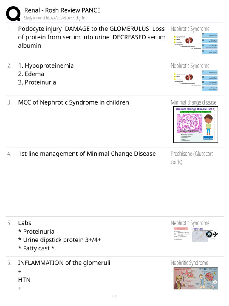 Renal ? - Rosh Review PANCE | PDF | Kidney Disease | Medical Specialties