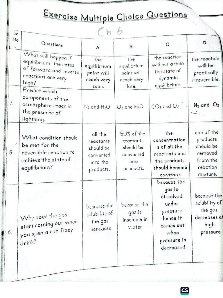 Chemistry MCQs - CH 6 | PDF