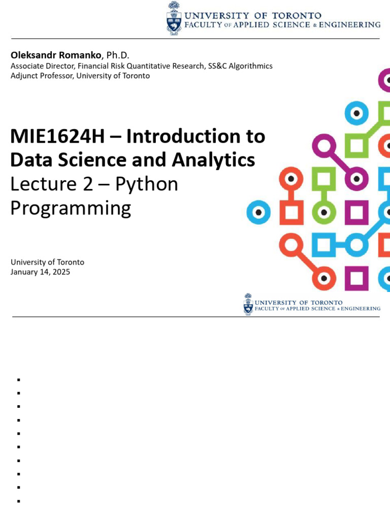 MIE1624H Lecture 2 - Python Programming | PDF | Parameter (Computer ...