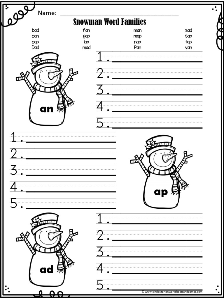 Snowman Belly Word Family | PDF