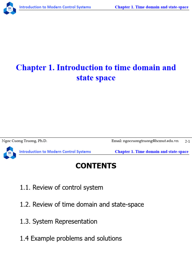 Chapter 1. Introduction To Time Domain and State Space | PDF | Control ...