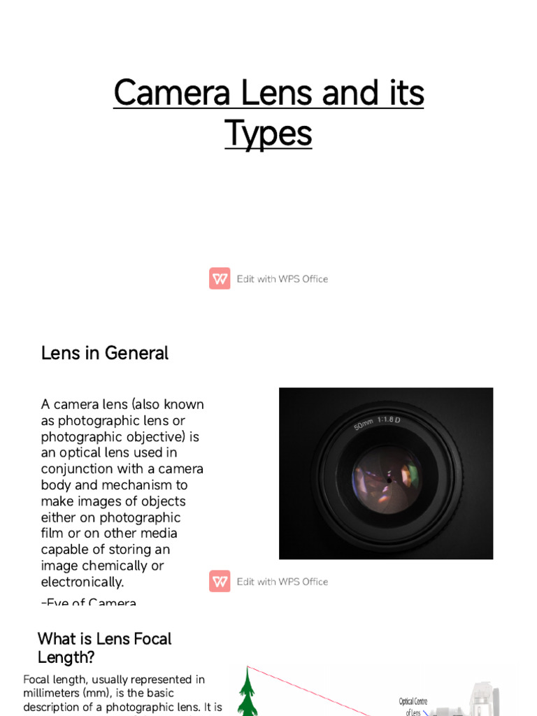 Camera Lens and Its Types (Final) | PDF | Camera Lens | Zoom Lens