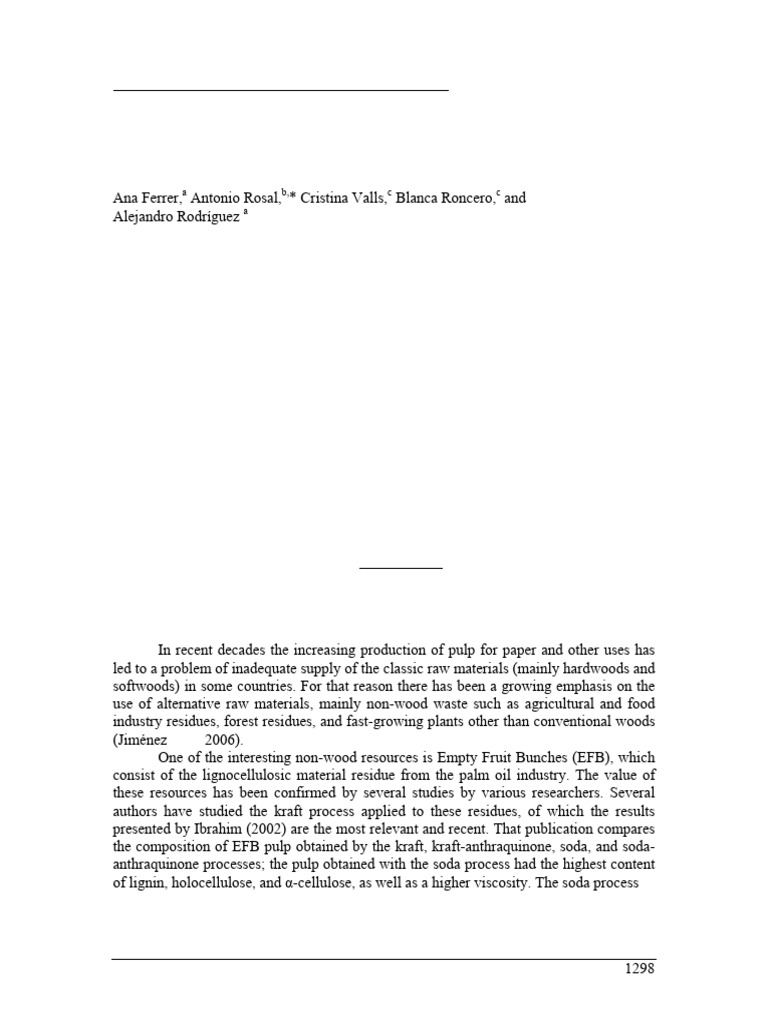 Modeling Hydrogen Peroxide Bleaching of Soda Pulp From Efb | PDF | Pulp ...