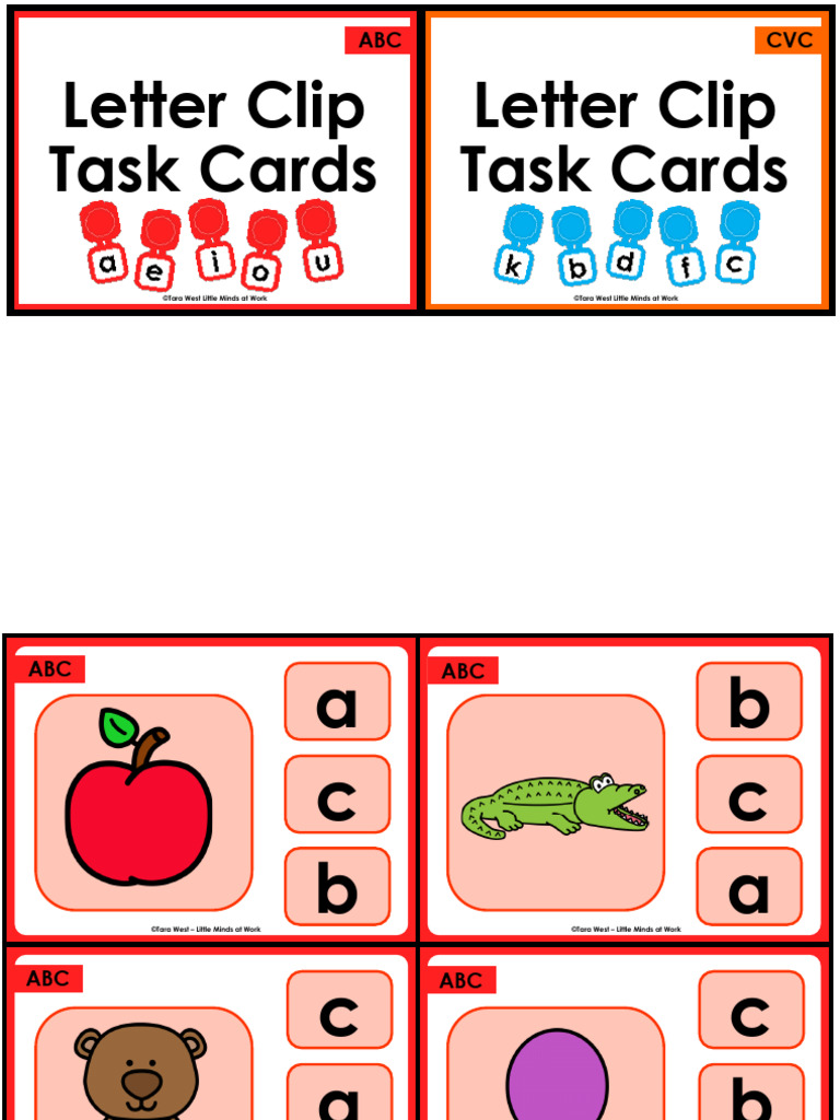 Letter Clips Guided Phonics Beyond Letter Clip It Task Cards | PDF