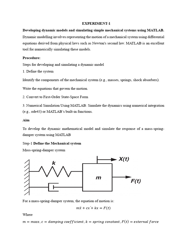 Matlab Manual | PDF | Damping | Mechanics