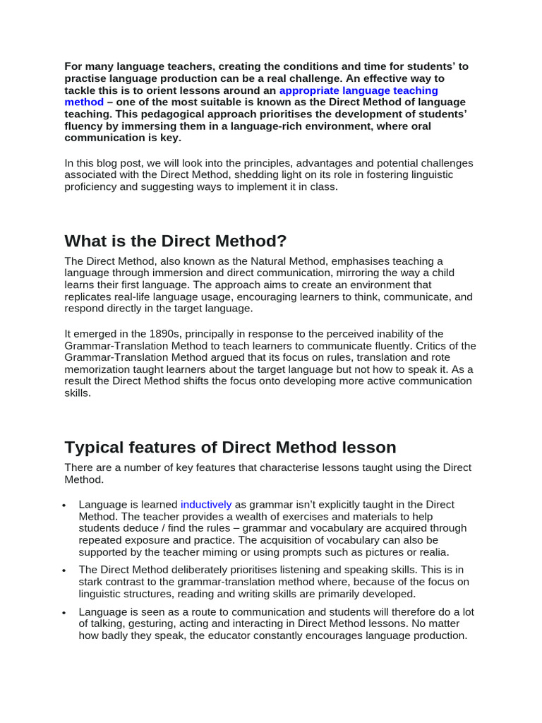 Direct Method | PDF | Language Education | Second Language