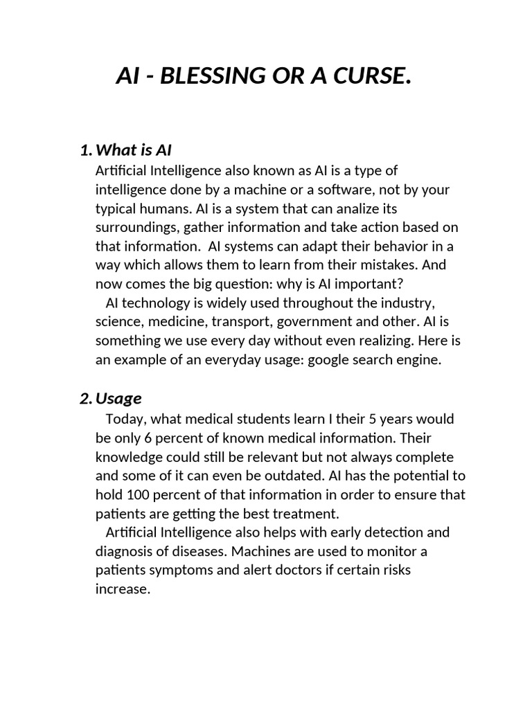 Ai - Blessing or A Curse | PDF
