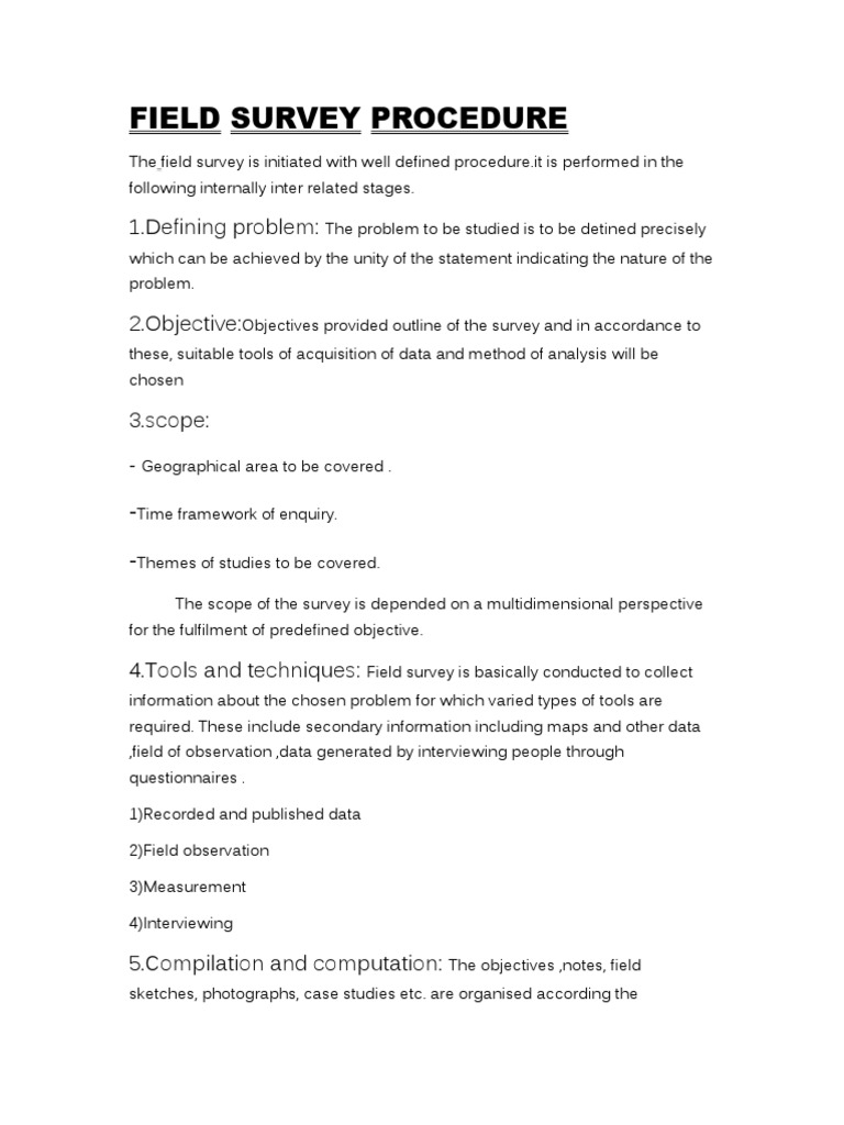 Field Survey Procedure | PDF