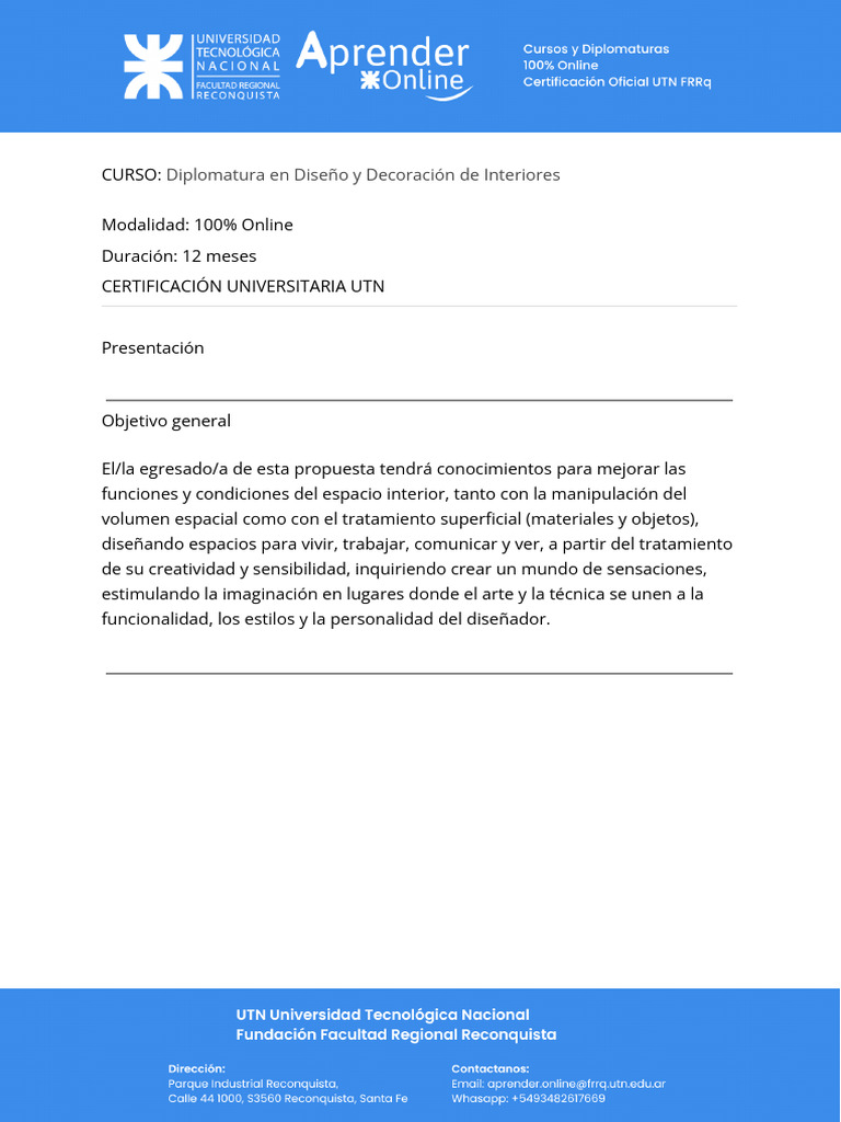 Diplomatura en Diseno y Decoracion de Interiores | PDF | Diseño ...