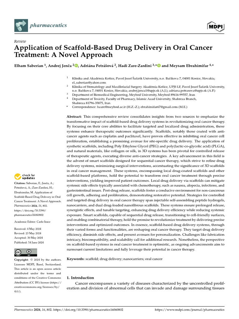 Application of Scaffold-Based Drug Delivery in Oral Cancer Treatment ...