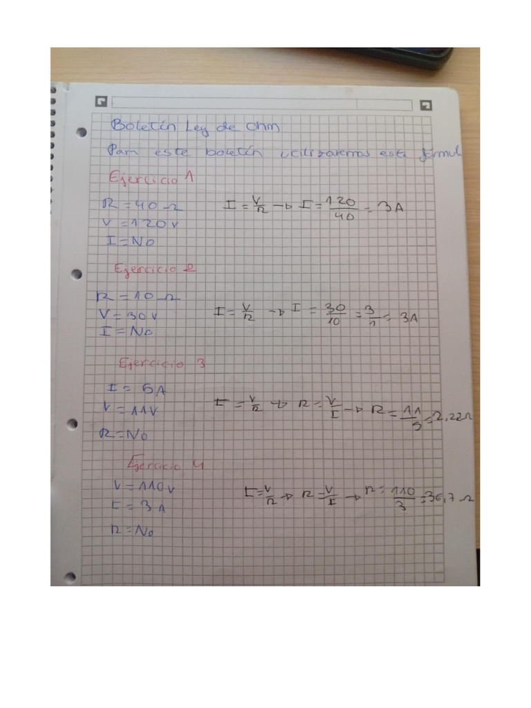 Ejercicios Ley de Ohm Hugo Vazquez | PDF