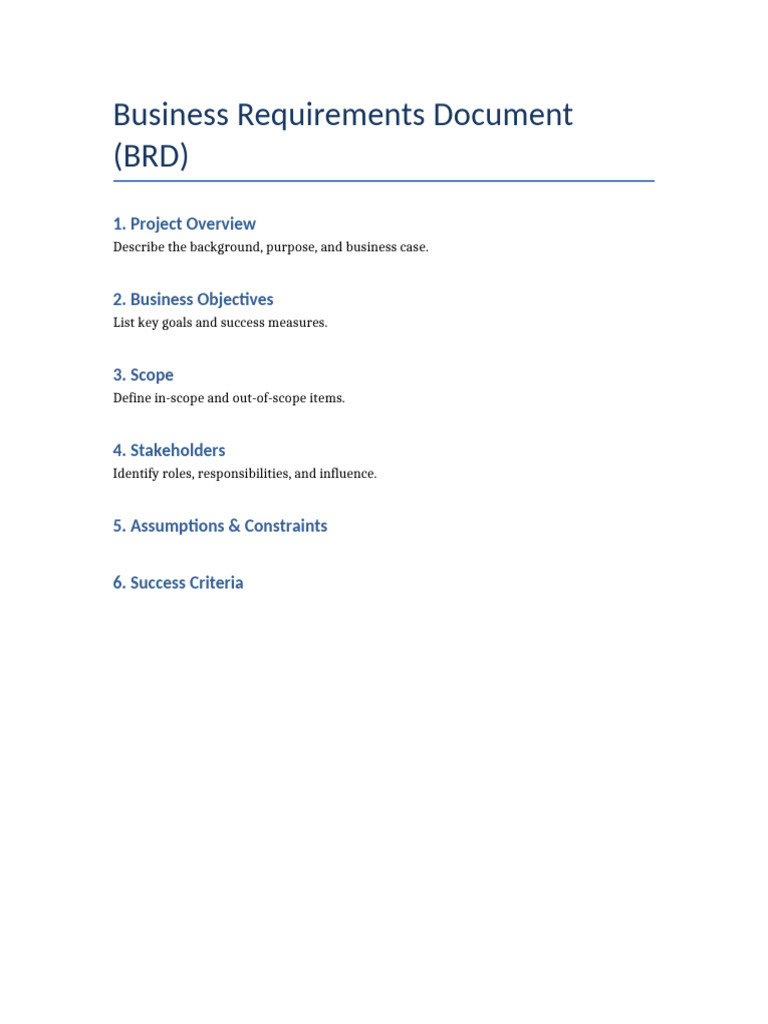 BRD Template | PDF