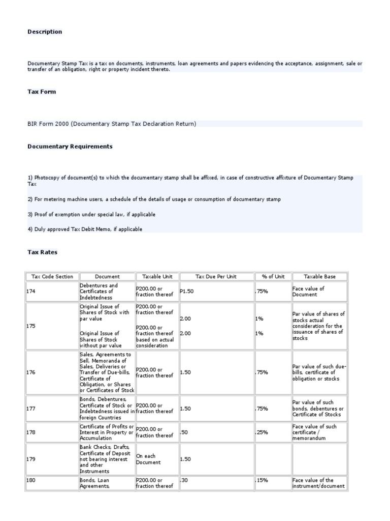 Documentary Stamp Tax - BIR | Insurance | Negotiable Instrument