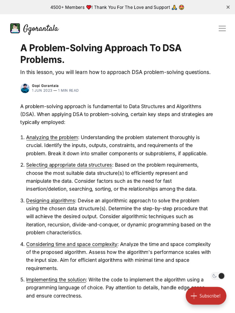 A Problem-Solving Approach To DSA Problems | PDF | Computing | Algorithms