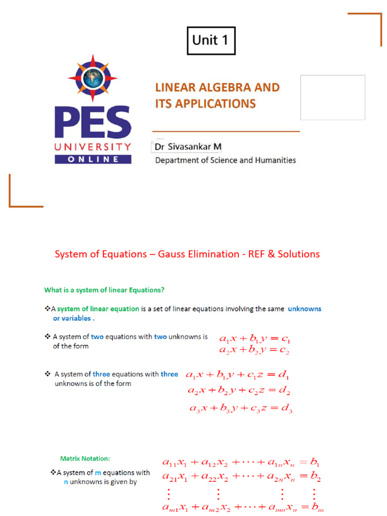 Unit 1 Linear Algebra | PDF