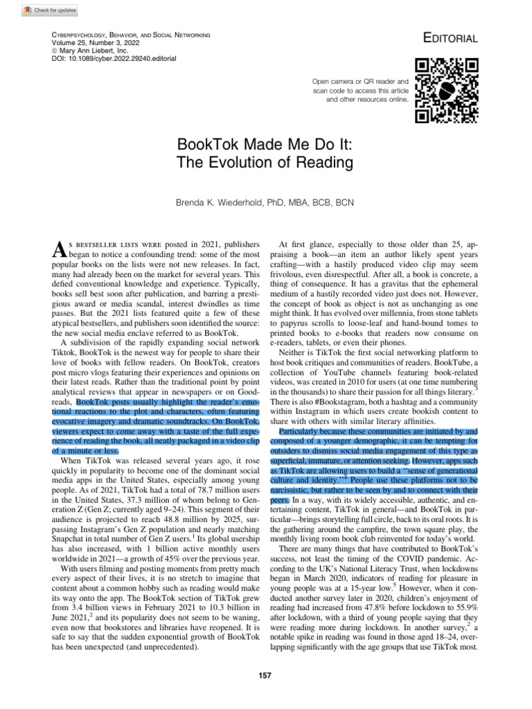 Booktok Made Me Do It The Evolution of Reading | PDF